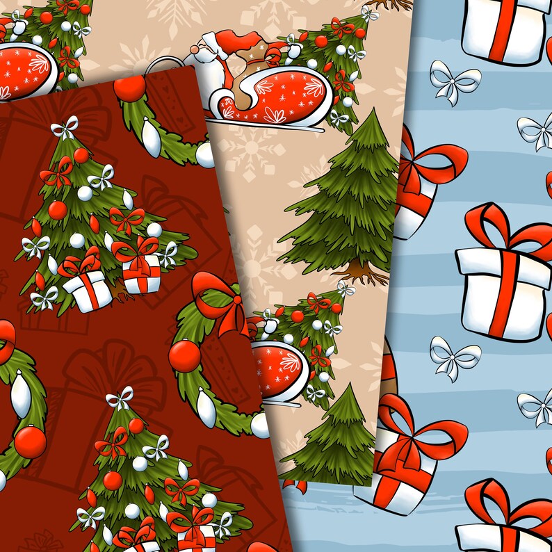 Santa Claus Paper Santa Paper Santa Pattern Christmas | Etsy