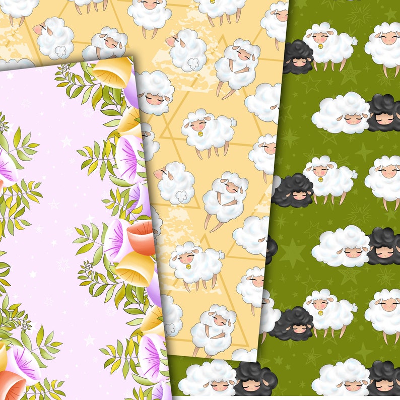 Sheep Digital Paper Sheep Pattern Lamb Paper Lamb Pattern - Etsy