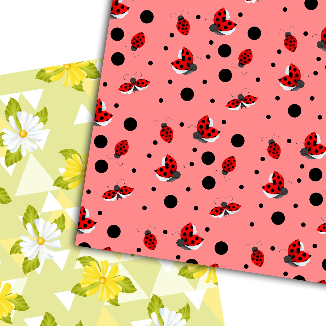 Ladybug Digital Paper Ladybug Patterns Bug Papers Daisy | Etsy