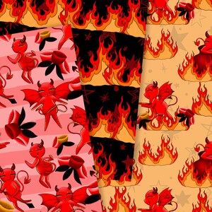 Devil Paper, Devil Pattern, Hell Digital Paper, Fire Clipart, Demon ...