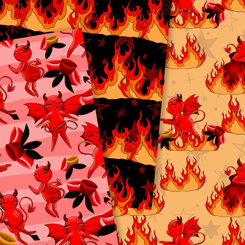 Devil Paper Devil Pattern Hell Digital Paper Fire Clipart - Etsy