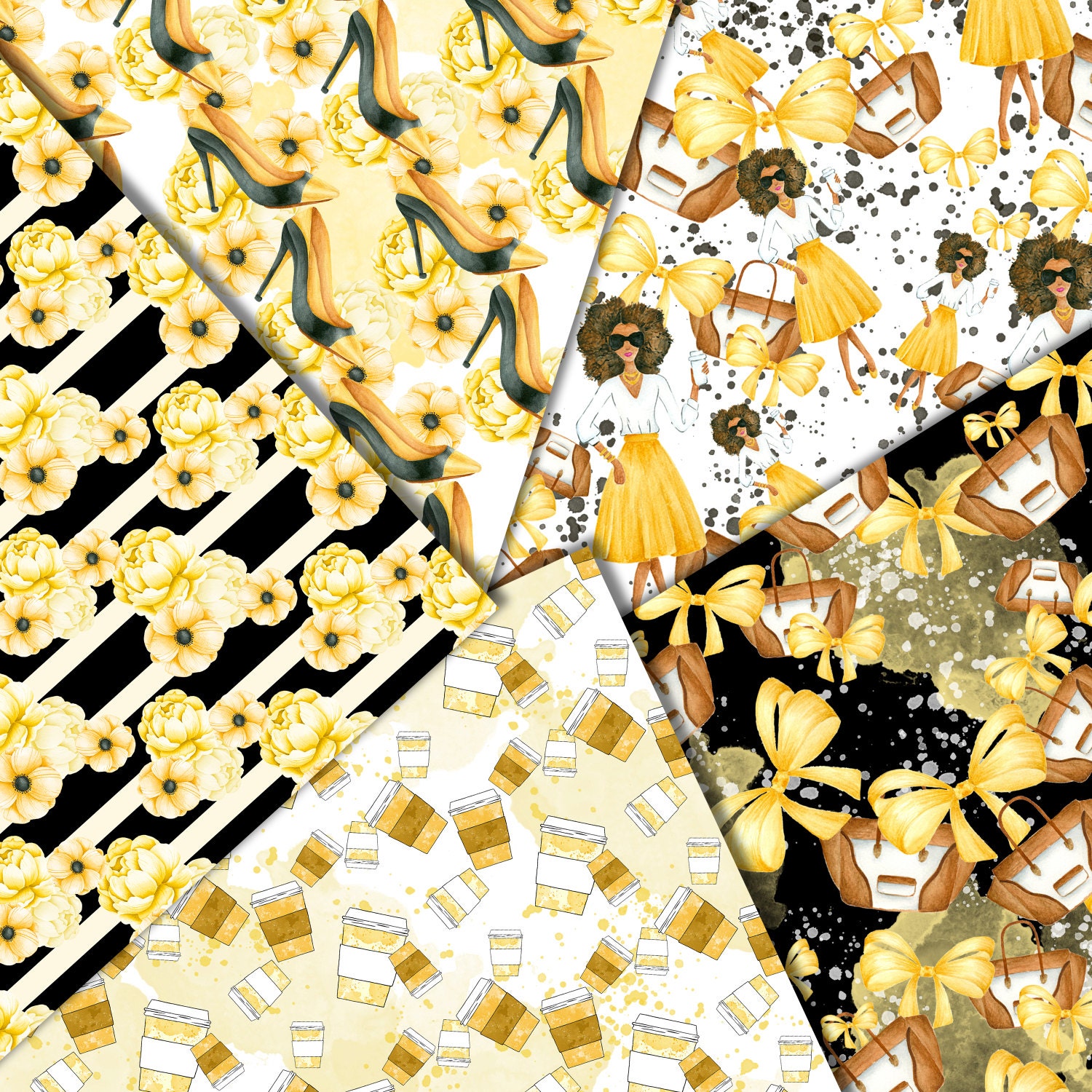 Digital Paper Fashion Digital Paper Pack Floral Digital - Etsy