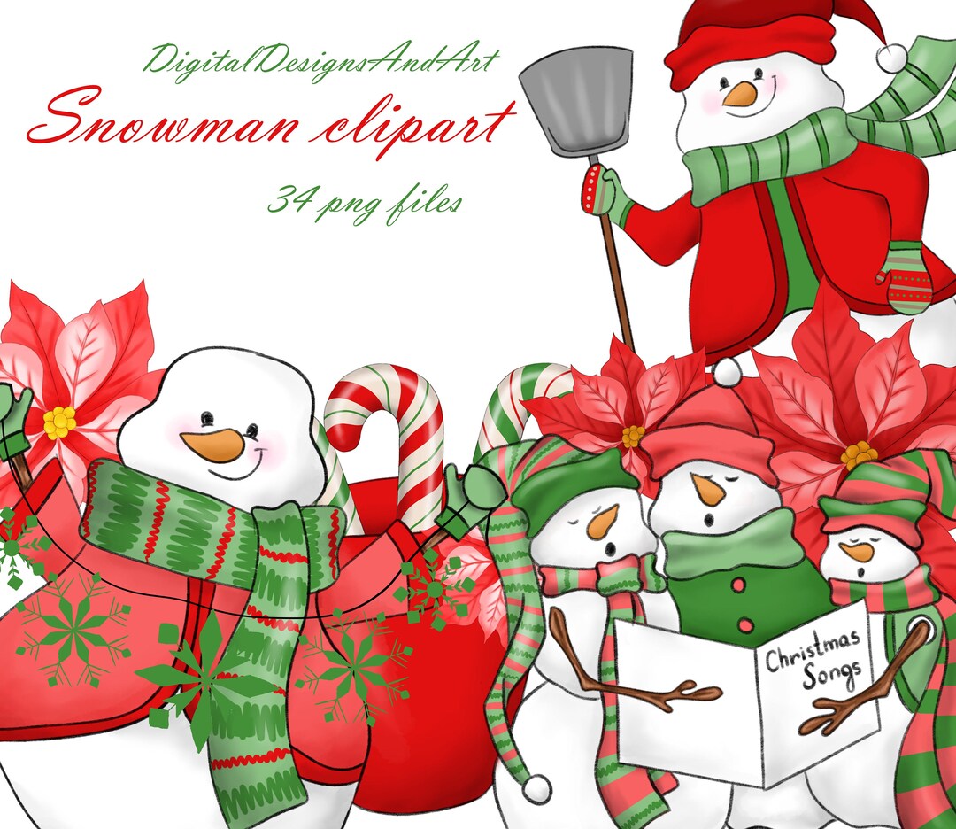 Snowman Clipart, Winter Clipart, Snowman Illustration, Watercolor ...