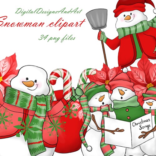Christmas Clipart Snowman Clipart COMMERCIAL USE Clipart - Etsy