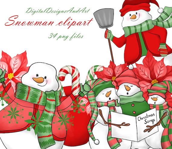 January Winter Snowman Clip Art