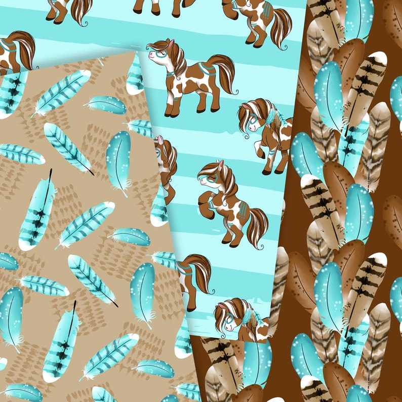 Native horse paper Native paper Nursery pattern Baby | Etsy