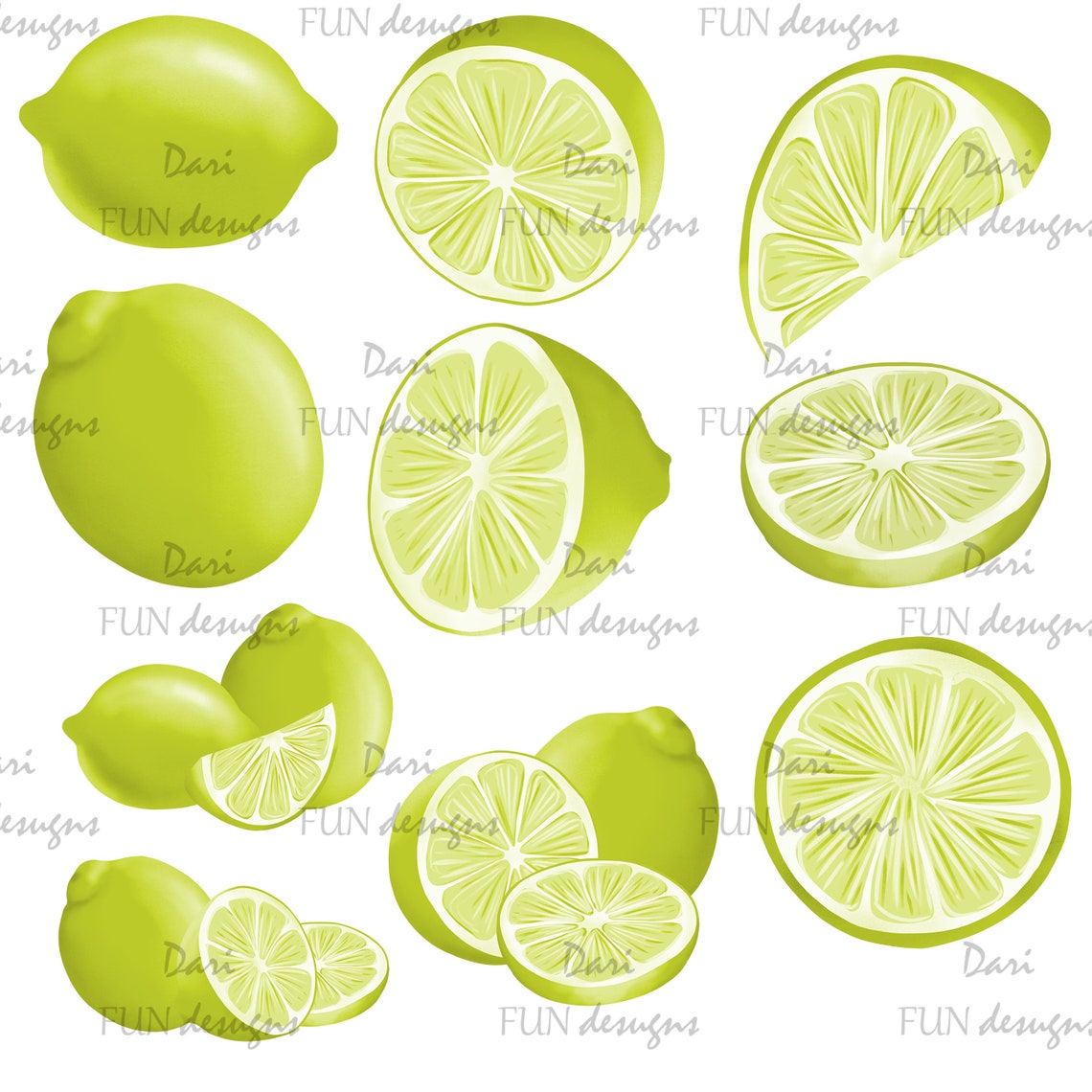 Lime Clipart Lime Illustration Green Lemon Clipart Fruit - Etsy