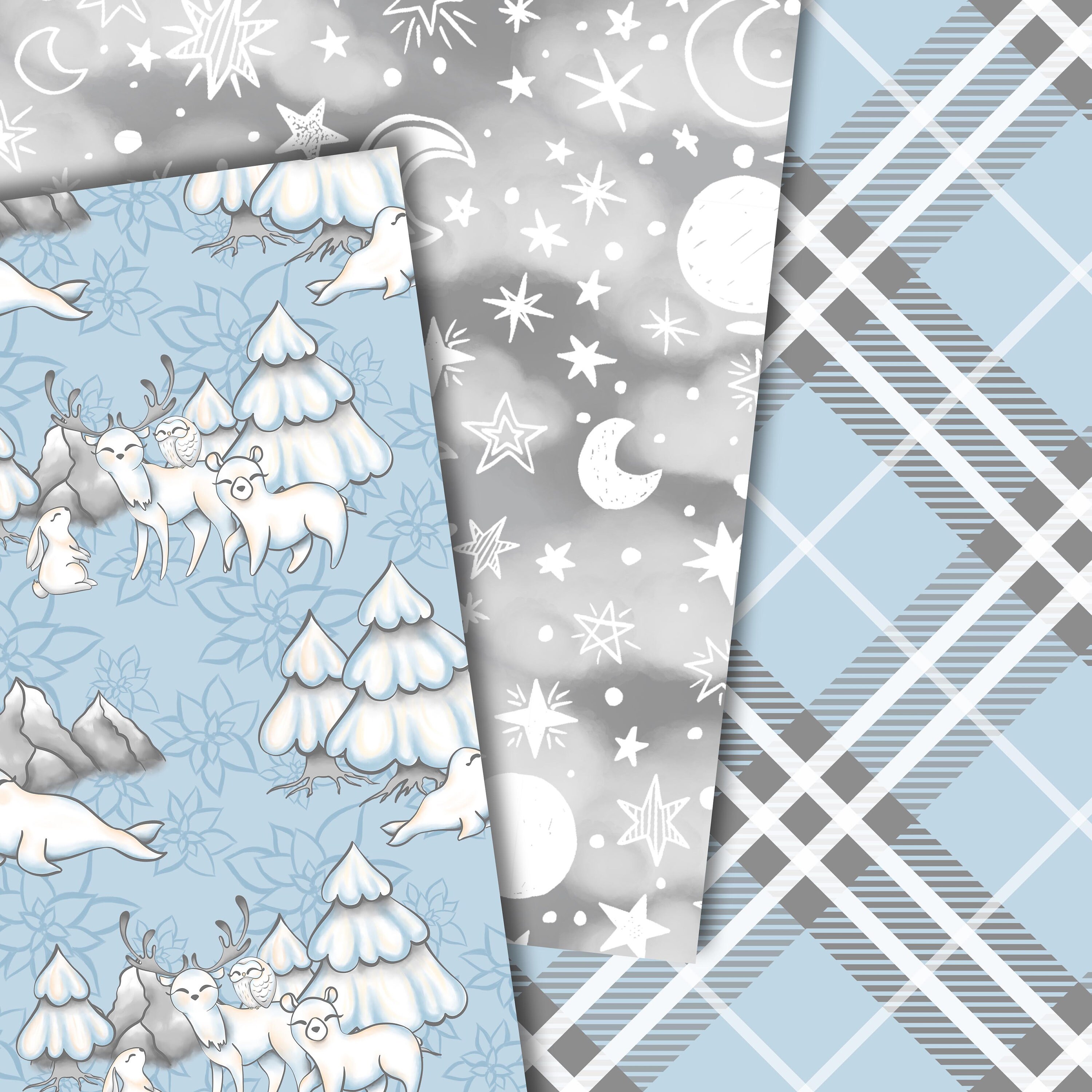 Winter digital paper Winter pattern Arctic paper Animal | Etsy