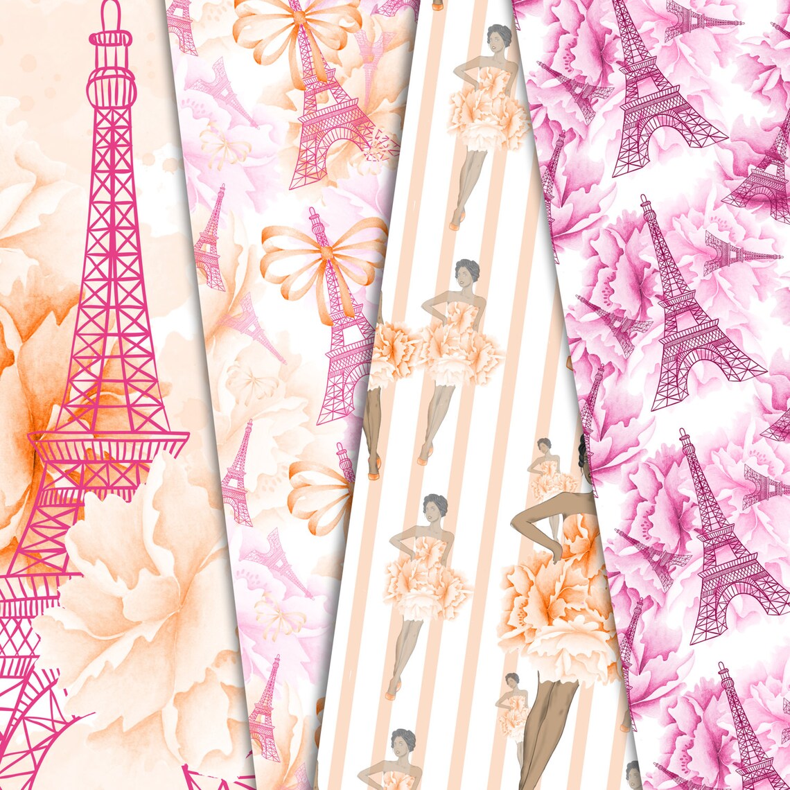 Paris Digital Paper Fashion Paper African American Girl | Etsy