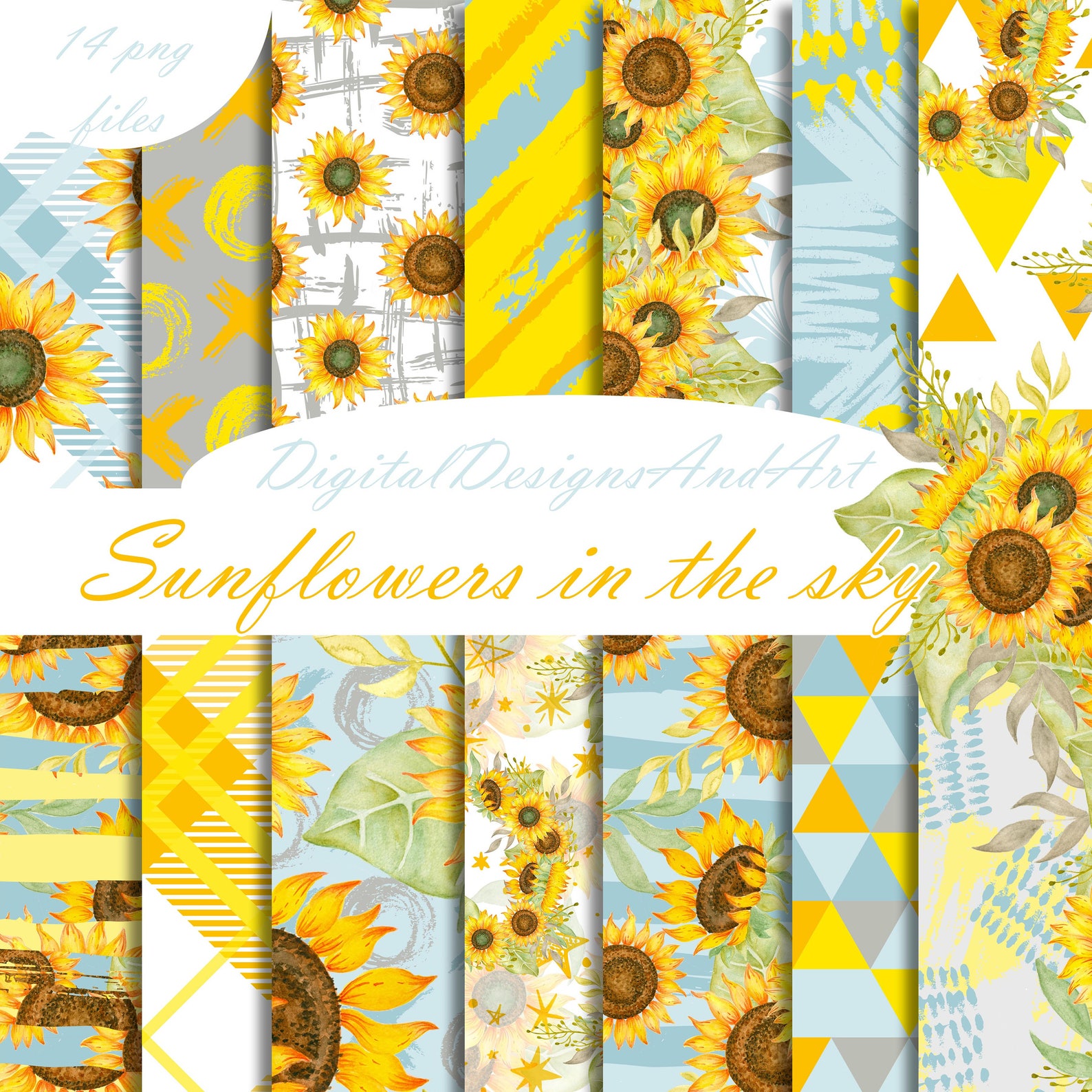 Sunflowers Digital Paper Printable Paper Scrapbook Paper - Etsy