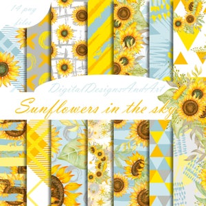 Sunflowers Digital Paper, Printable Paper, Scrapbook Paper, Planner ...