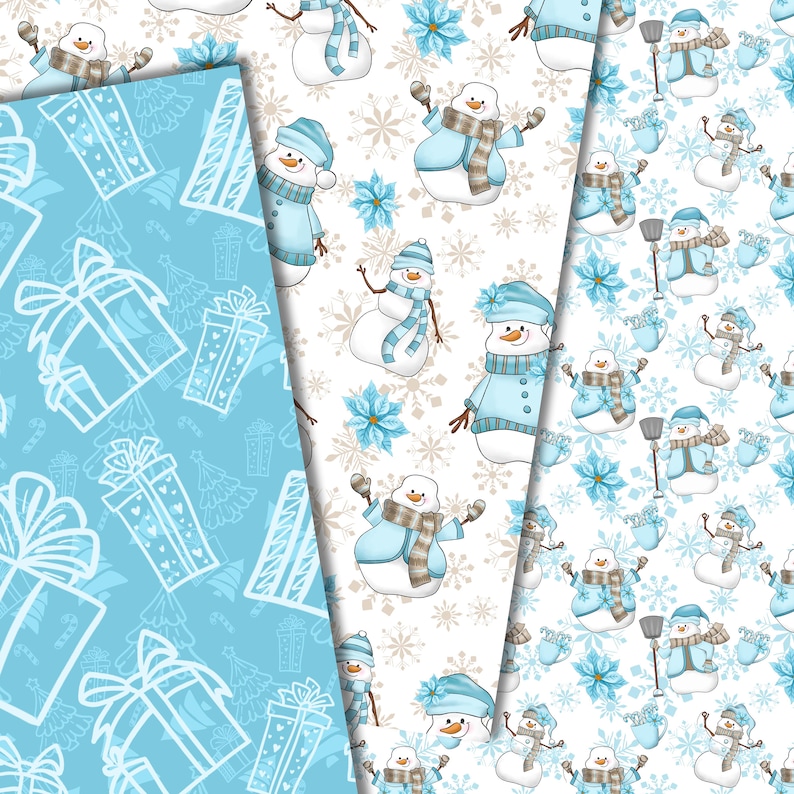 Snowman Digital Paper Scrapbook Paper Christmas Paper - Etsy