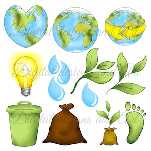 Earth Day Clipart, Earth Clipart, Recycle Clipart, Globe Clipart ...