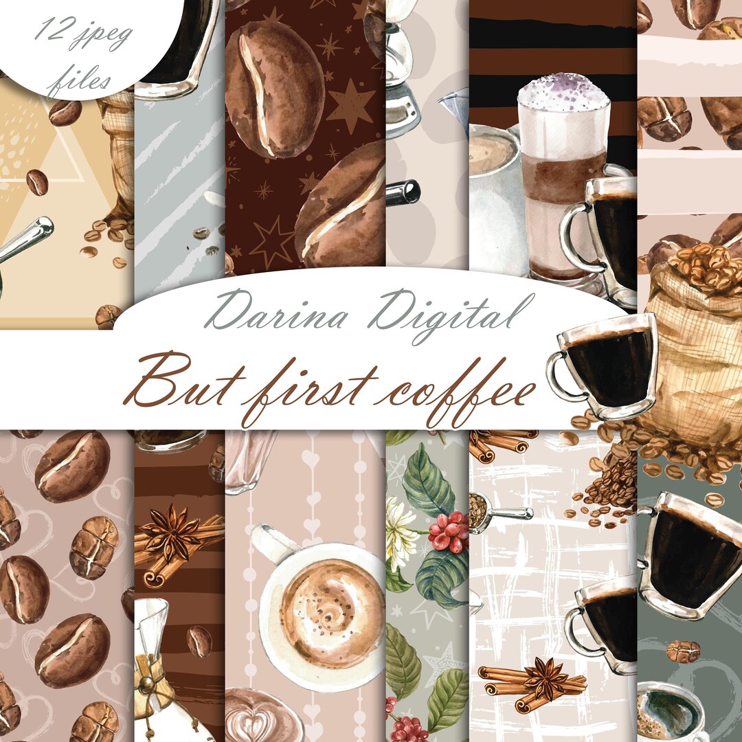 Coffee Seamless Paper, Scrapbook Paper, Morning Coffee Pattern, Coffee ...