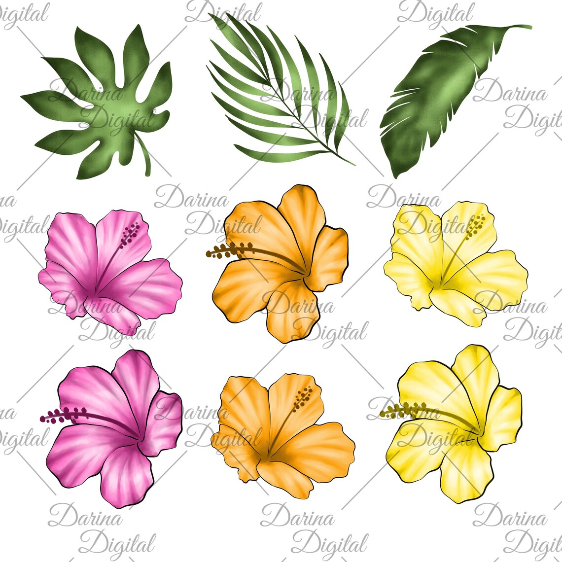 Tropical Flowers Clipart Flowers Clipart Hibiscus Clipart - Etsy Canada