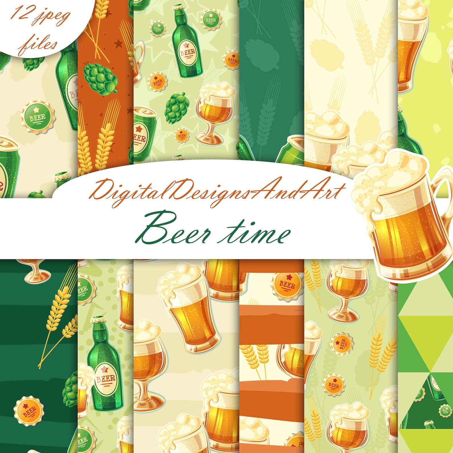 Beer Digital Paper Beer Pattern Oktoberfest Paper Beer - Etsy