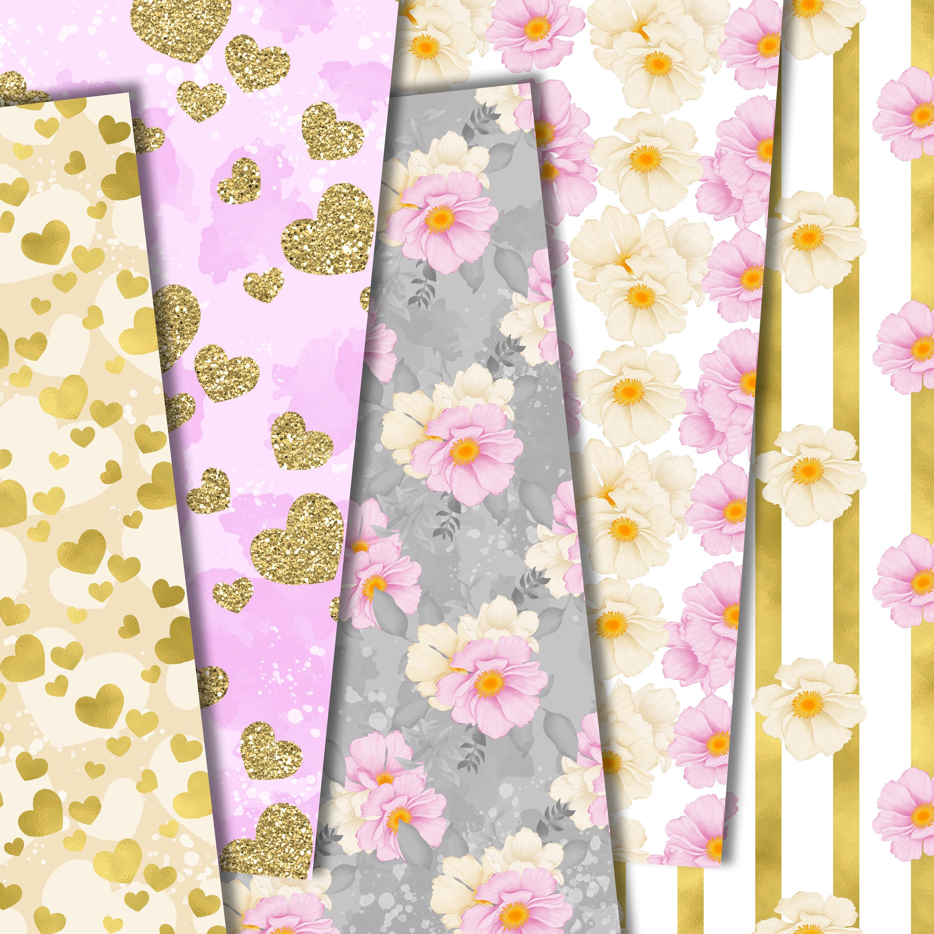 Floral Digital Paper Pack Romantic Flowers Paper Scrapbook - Etsy