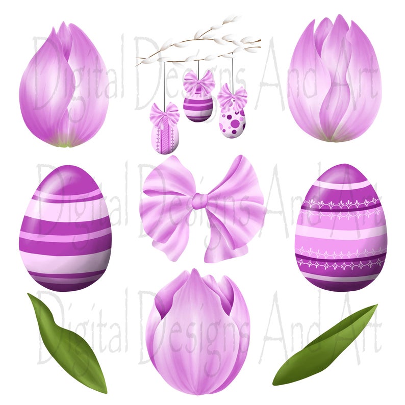 Easter Clipart Easter Eggs Illustration Spring Clipart - Etsy