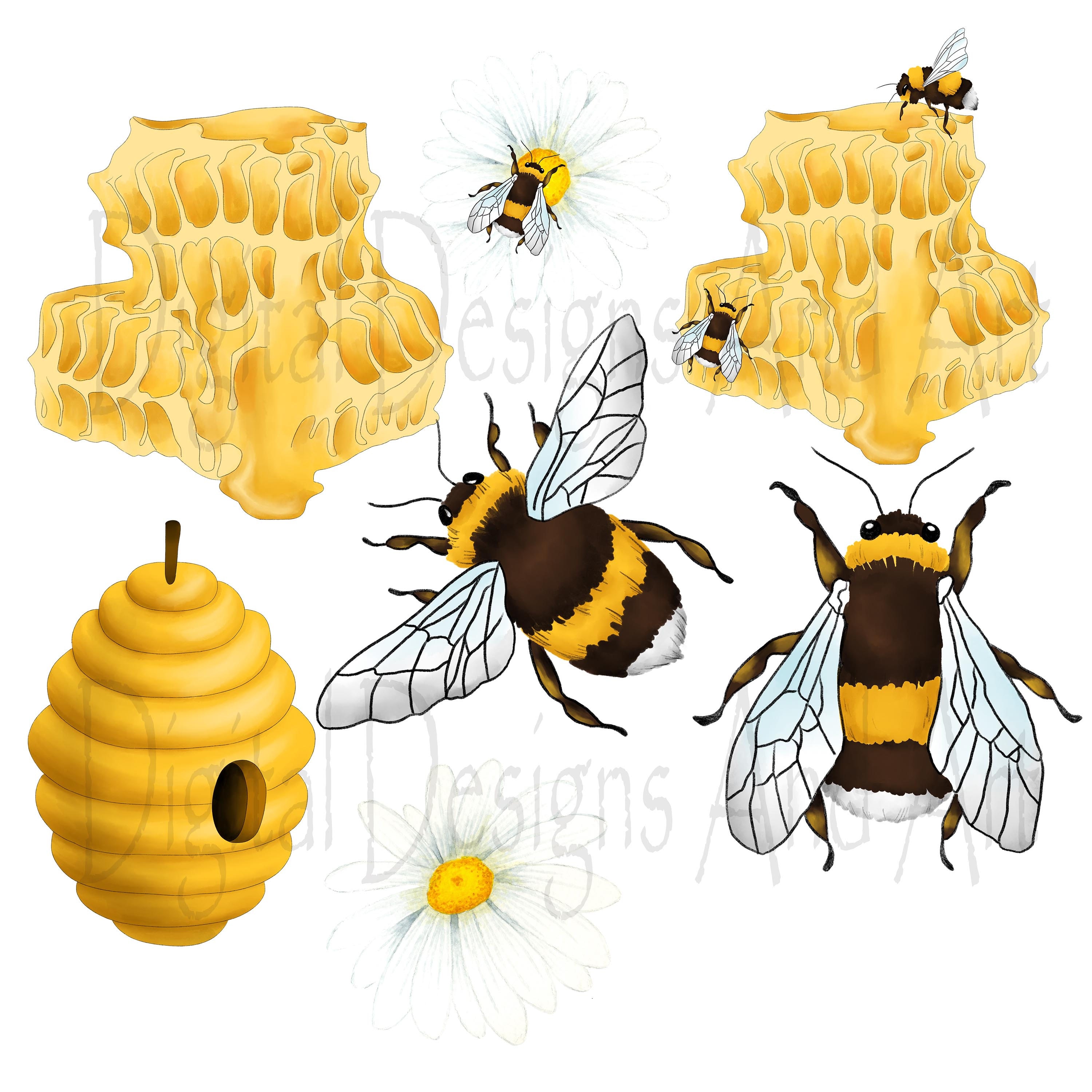 Bee Watercolor Clipart Honey Clipart Bumblebee Clipart | Etsy