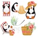 Beach Penguins Clipart, Penguin Illustration, Summer Clipart, Flower ...