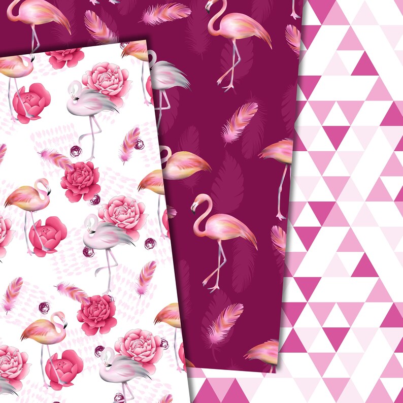 Flamingo Digital Paper Flamingo Pattern Planner Supplies - Etsy