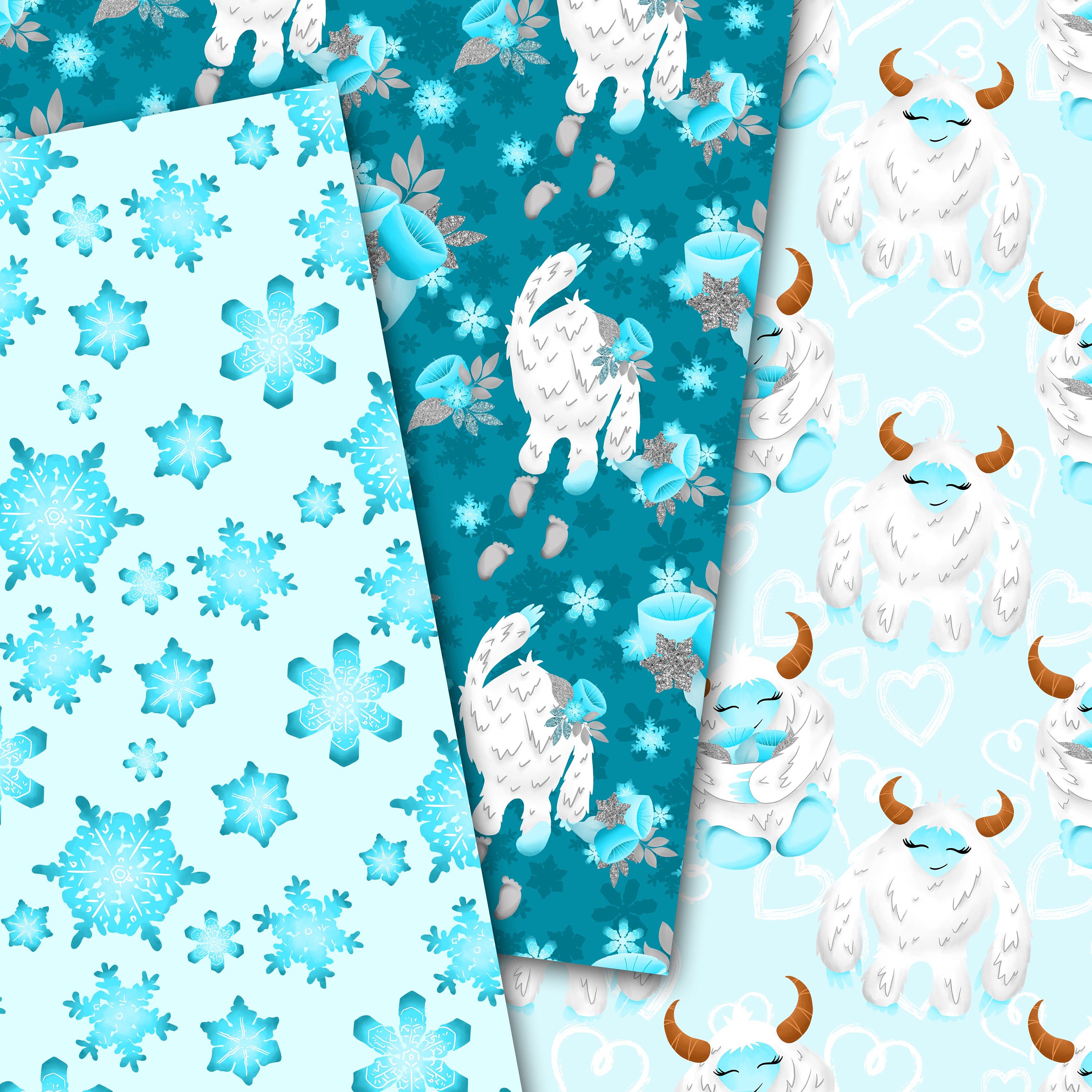 Yeti Digital Paper Abominable Snowman Paper Big Foot - Etsy