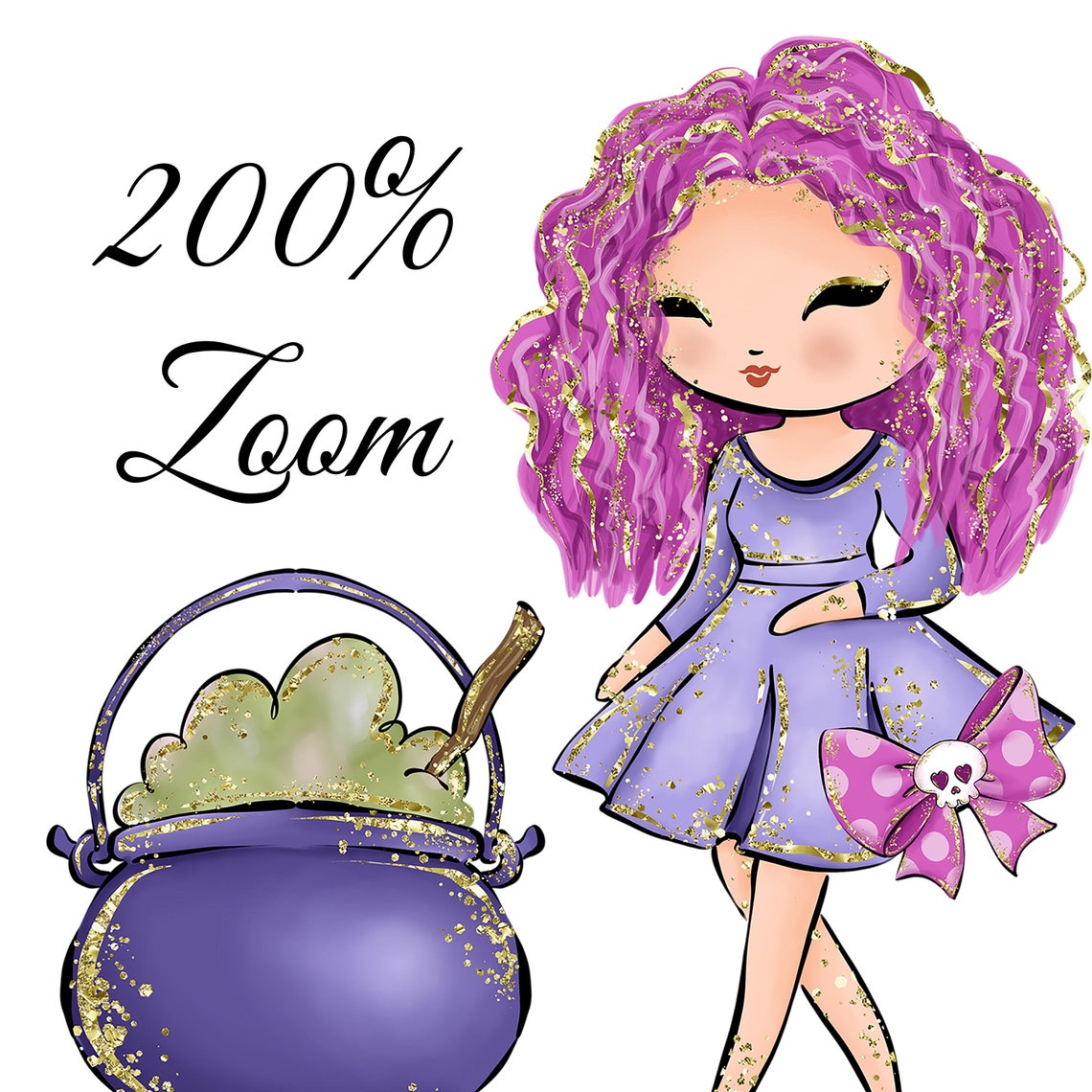 Pink Halloween Clipart Halloween Clipart Witch Clipart | Etsy