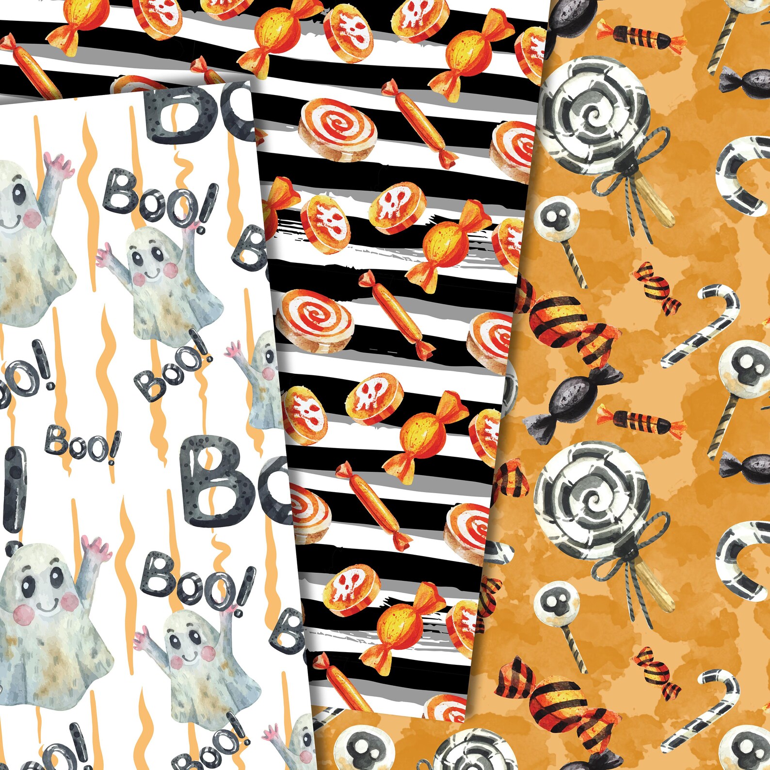 Halloween Digital Paper Halloween Witch Pattern Sweets Paper - Etsy