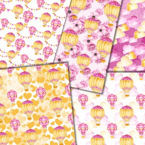 Air Balloon Digital Paper Clouds & Balloon Seamless Patterns - Etsy