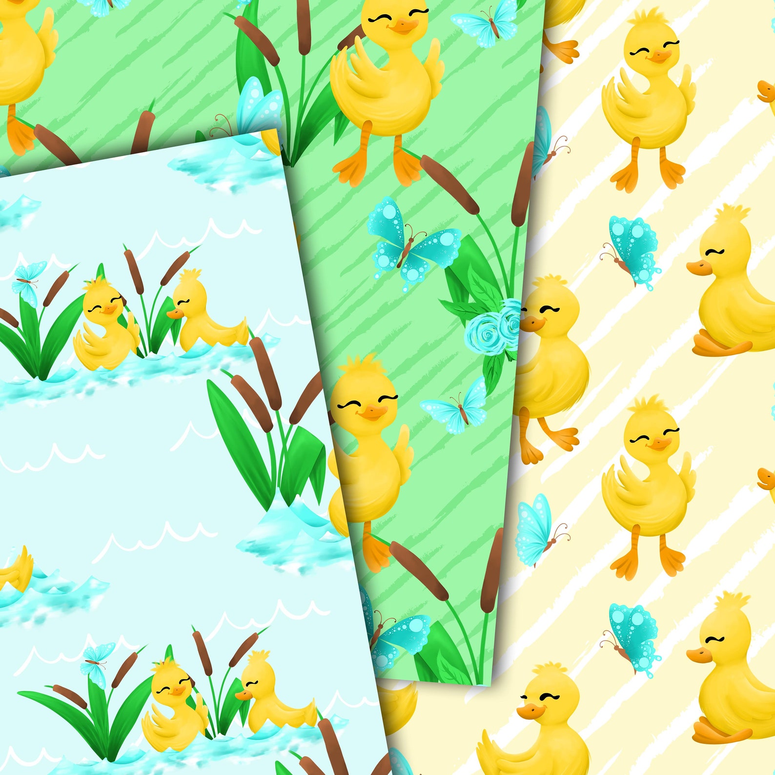 Duck Seamless Paper Duck Pattern Duckling Paper Pond Paper | Etsy