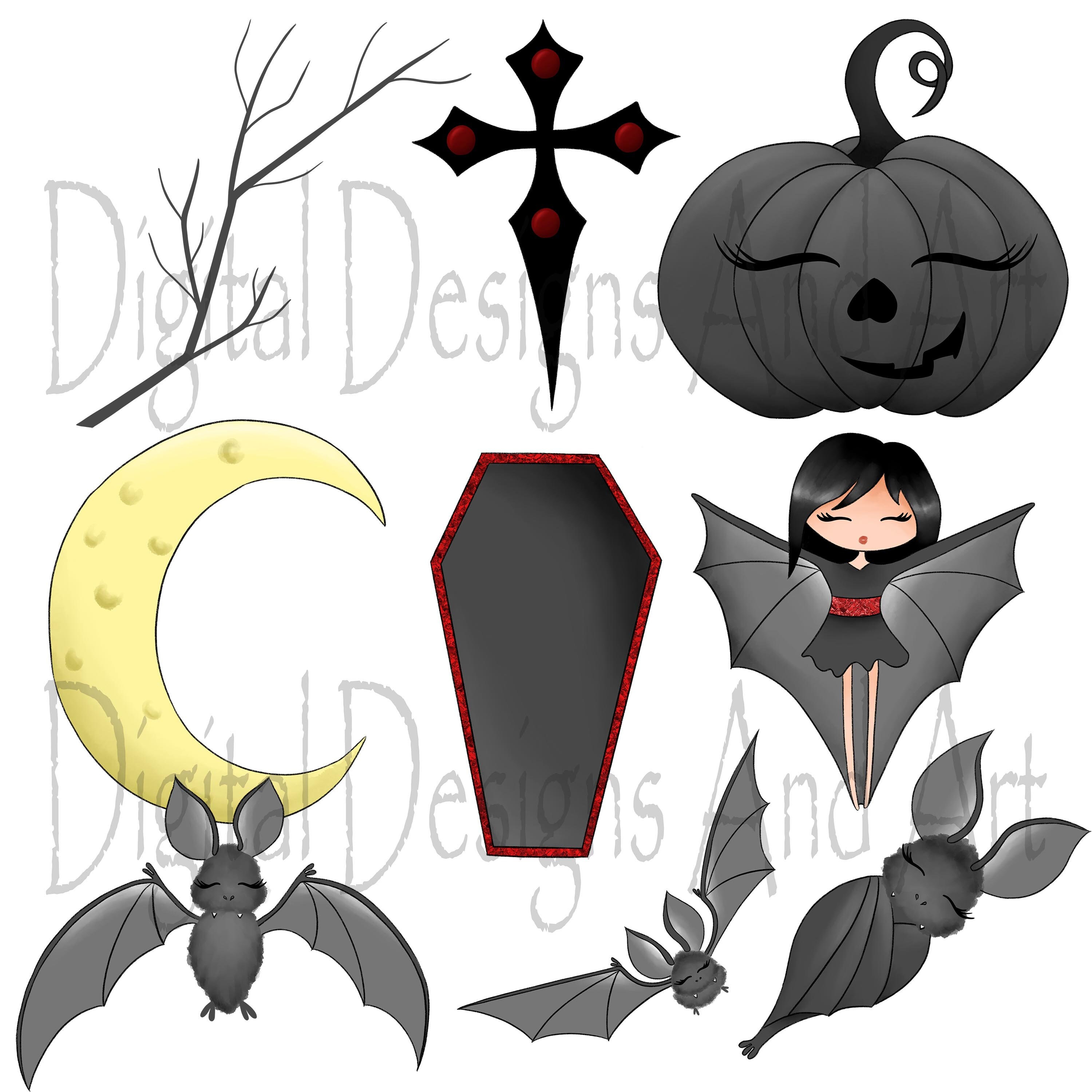 Halloween Clipart, Bat Clipart, Gothic Clipart, Clipart Glitter, Coffin ...