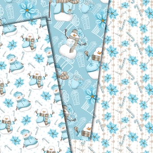 Snowman Digital Paper, Scrapbook Paper, Christmas Paper, Seamless ...