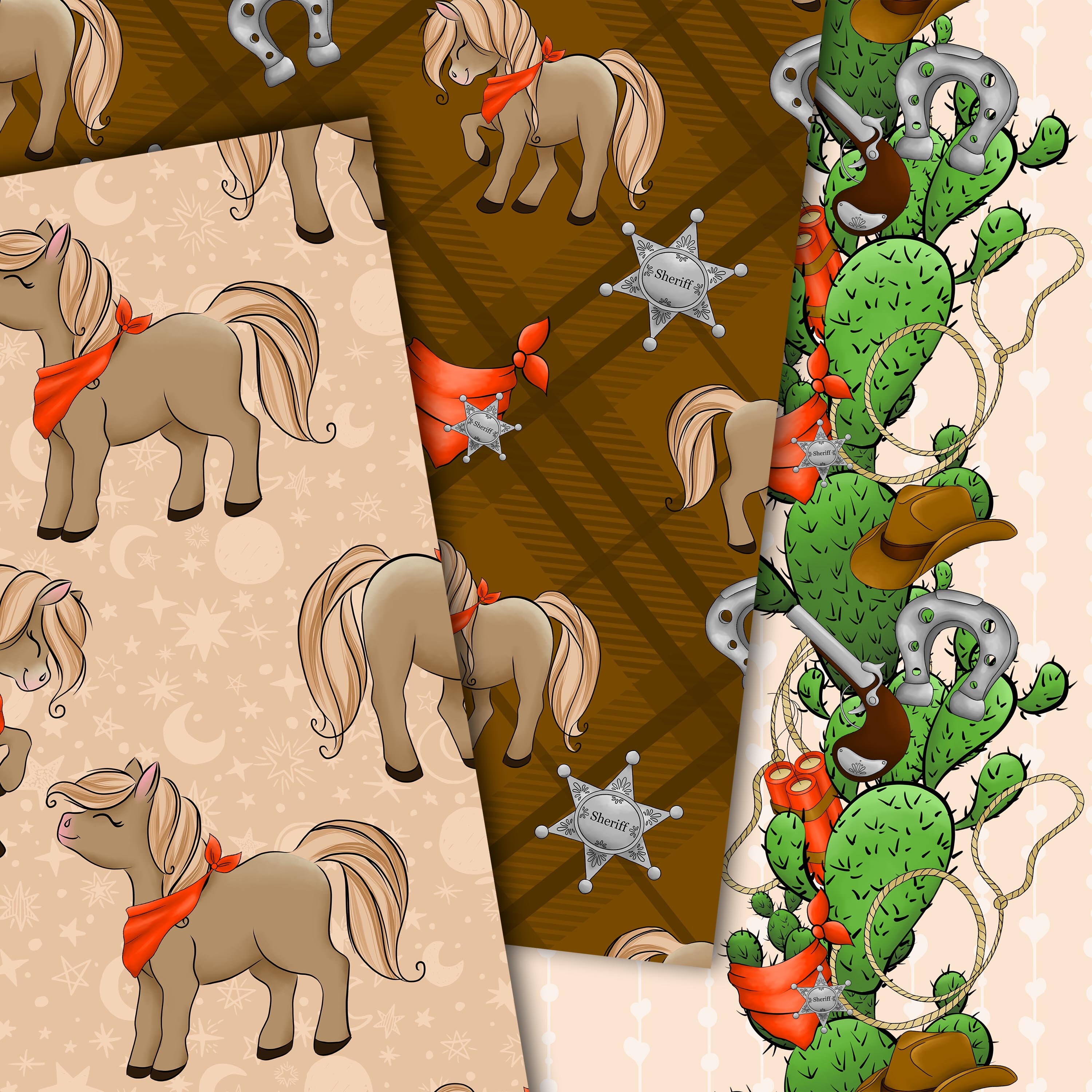 Cowboy paper Western pattern Wild west paper Horse paper | Etsy