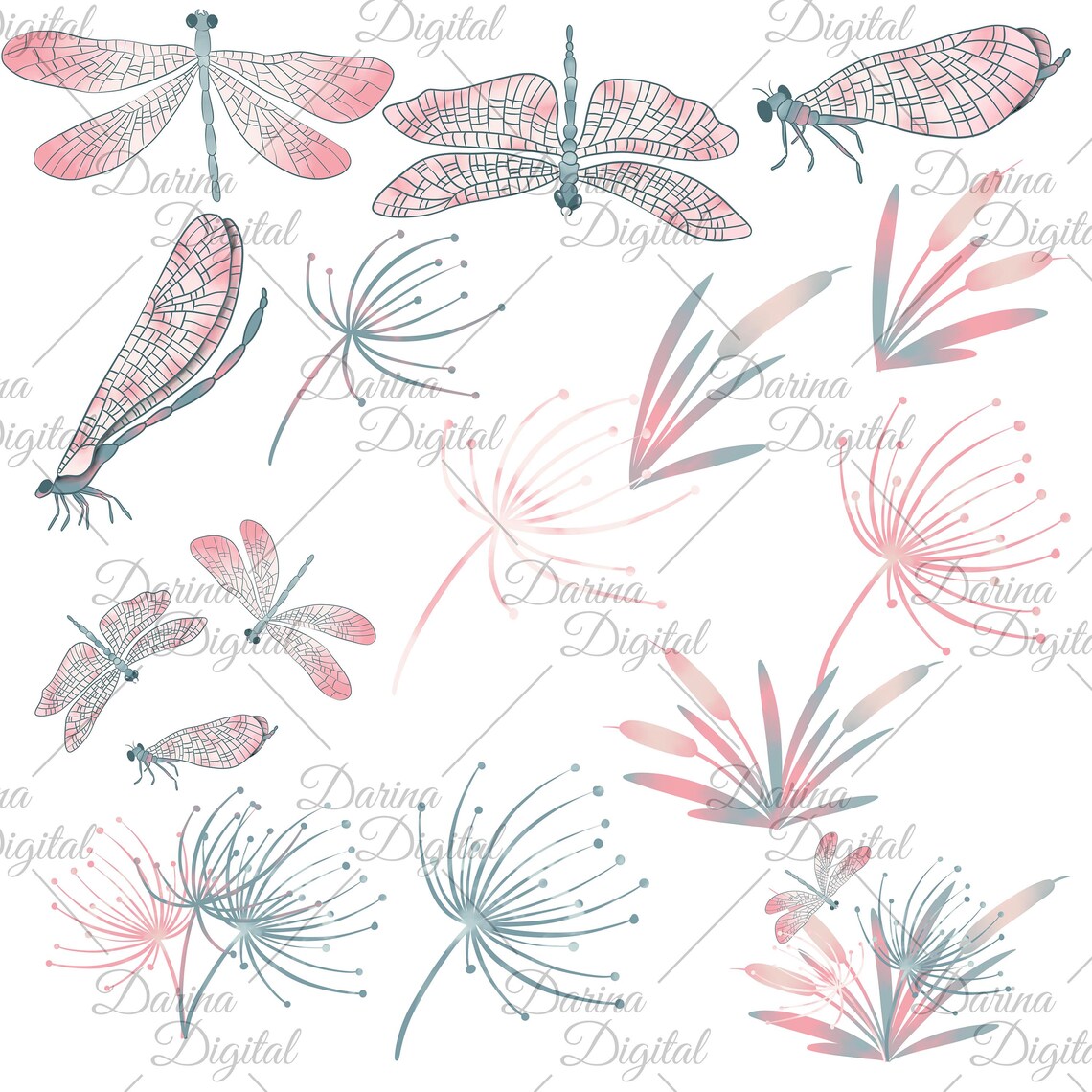 Dragonfly Clipart, Dragonfly Pattern, POD Shops, Sublimation Design ...