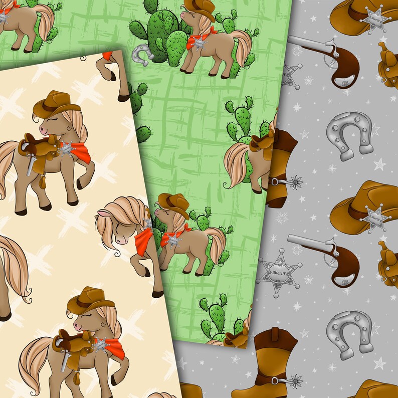 Cowboy Paper, Western Pattern, Wild West Paper, Horse Paper, Pony Paper ...