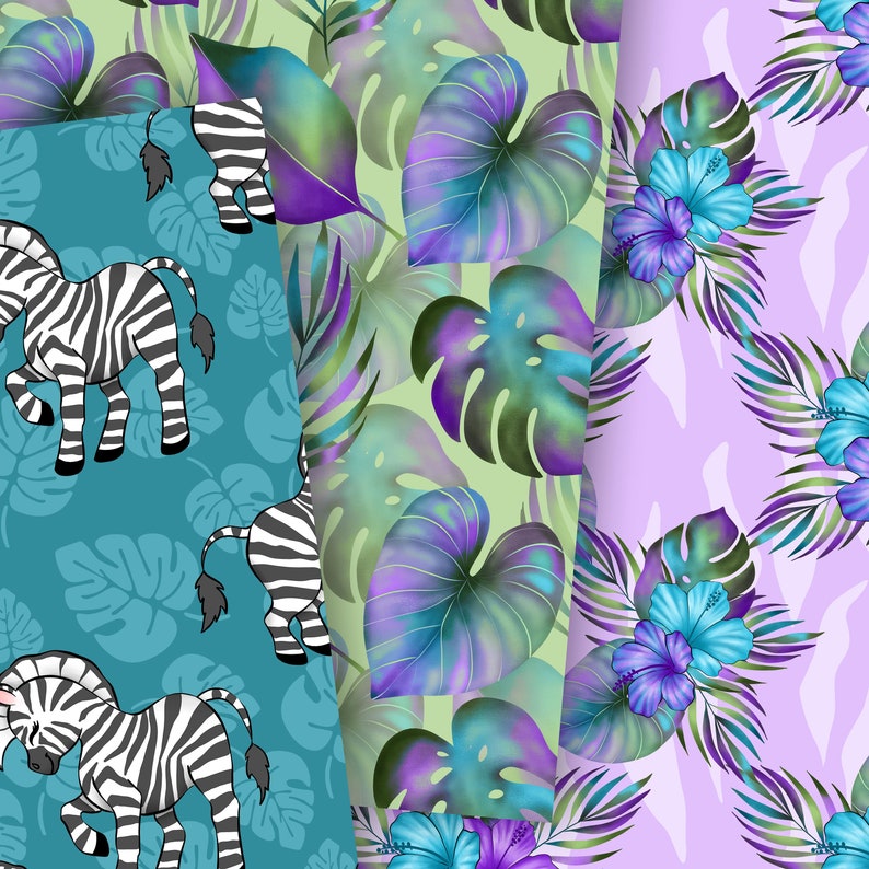 Zebra Pattern Zebra Paper Tropical Paper Tropical Flower | Etsy