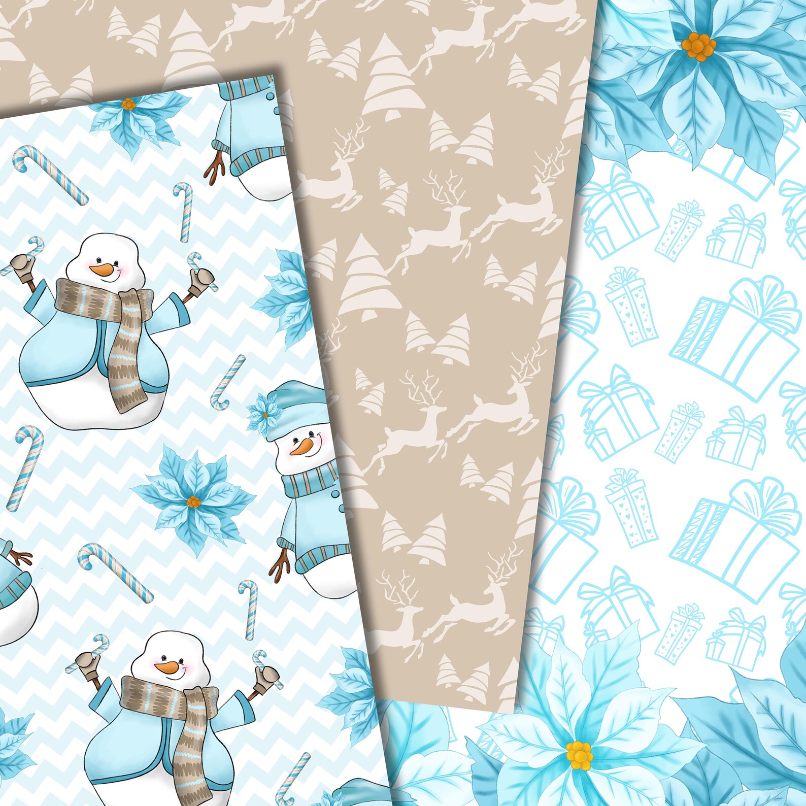 Snowman Digital Paper, Scrapbook Paper, Christmas Paper, Seamless ...