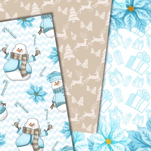 Snowman Digital Paper, Scrapbook Paper, Christmas Paper, Seamless ...