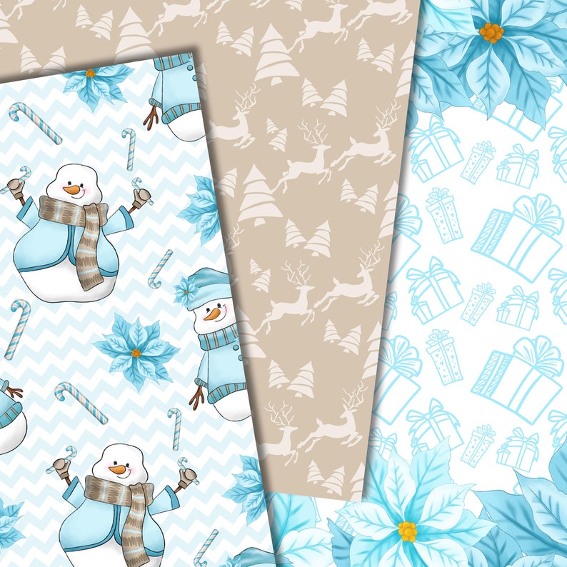 Snowman Digital Paper, Scrapbook Paper, Christmas Paper, Seamless ...