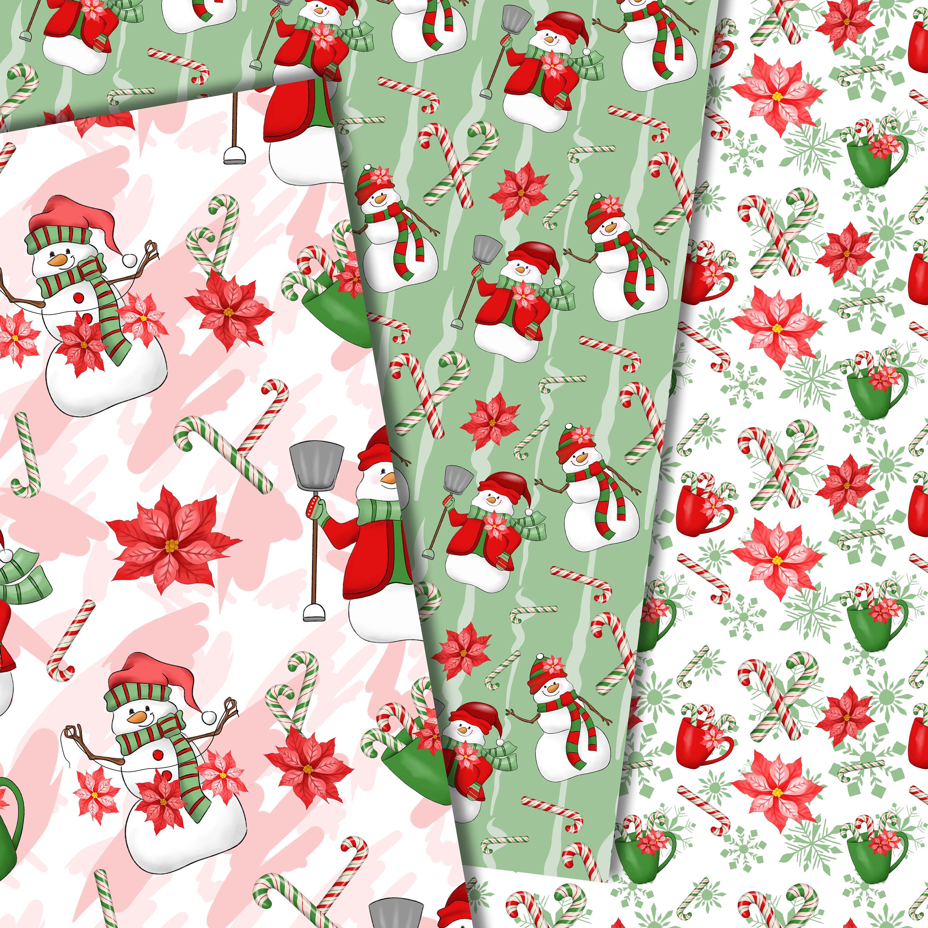 Snowman digital paper scrapbook paper christmas paper | Etsy