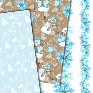 Snowman Digital Paper, Scrapbook Paper, Christmas Paper, Seamless ...