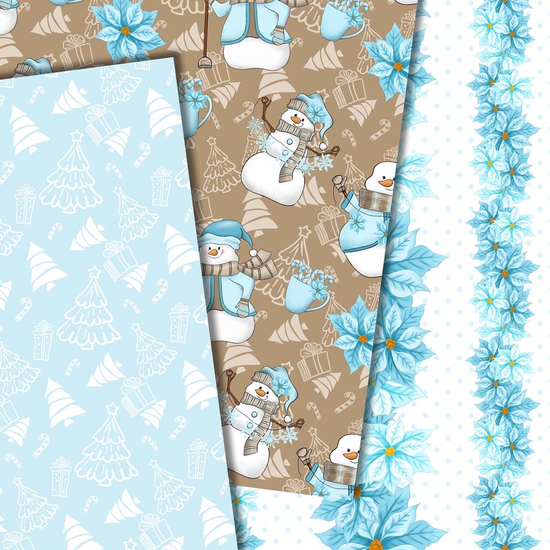 Snowman Digital Paper Scrapbook Paper Christmas Paper - Etsy