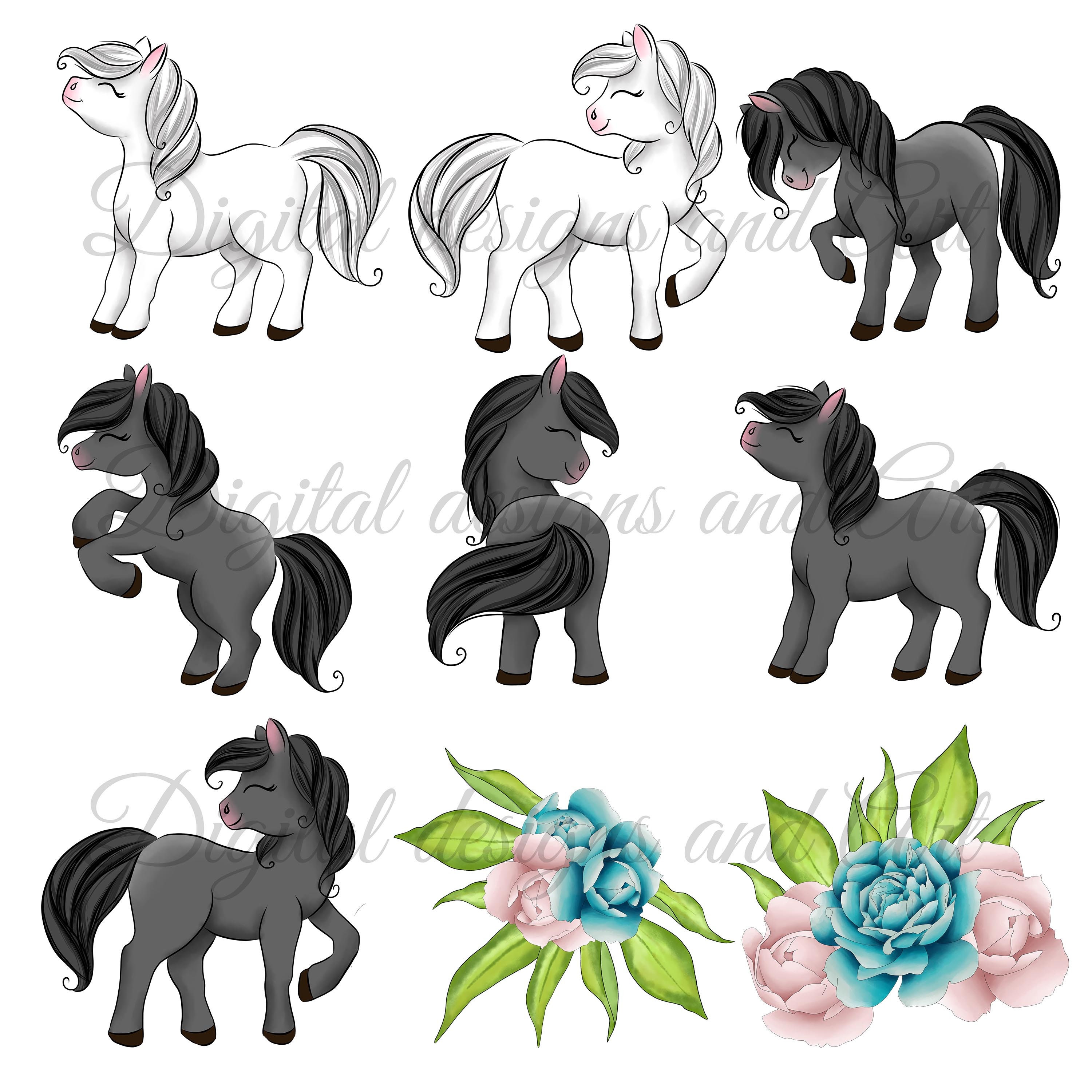 Horse Clipart Pony Clipart Pony Illustration Watercolor | Etsy