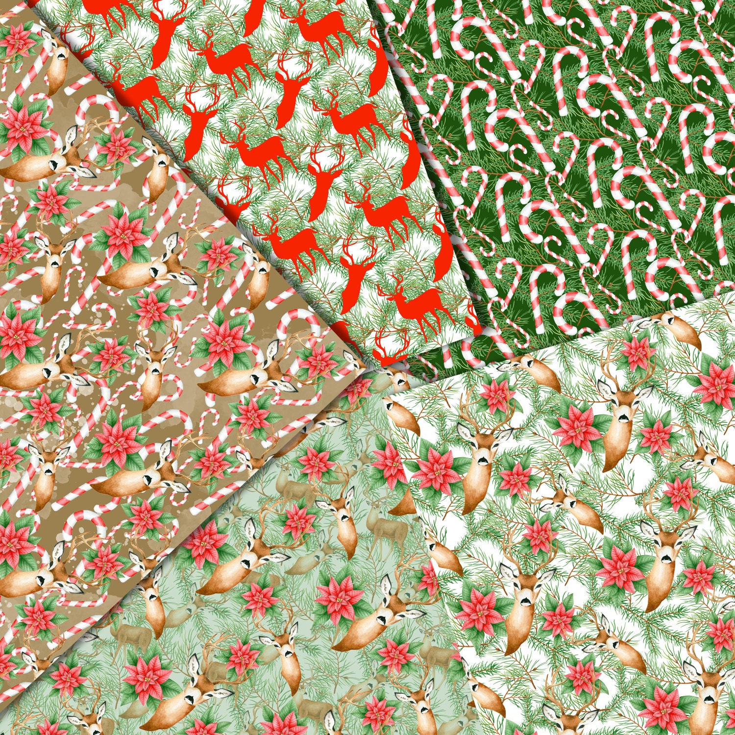 Christmas Digital Paper Christmas Background Seamless - Etsy