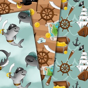 Pirate Paper, Pirate Pattern, Shark Paper, Shark Pattern, Sea Paper ...