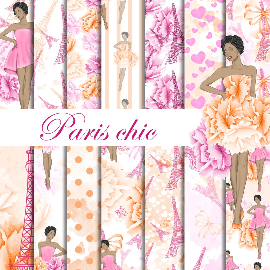 Paris Digital Paper, Fashion Paper, African American Girl Paper ...