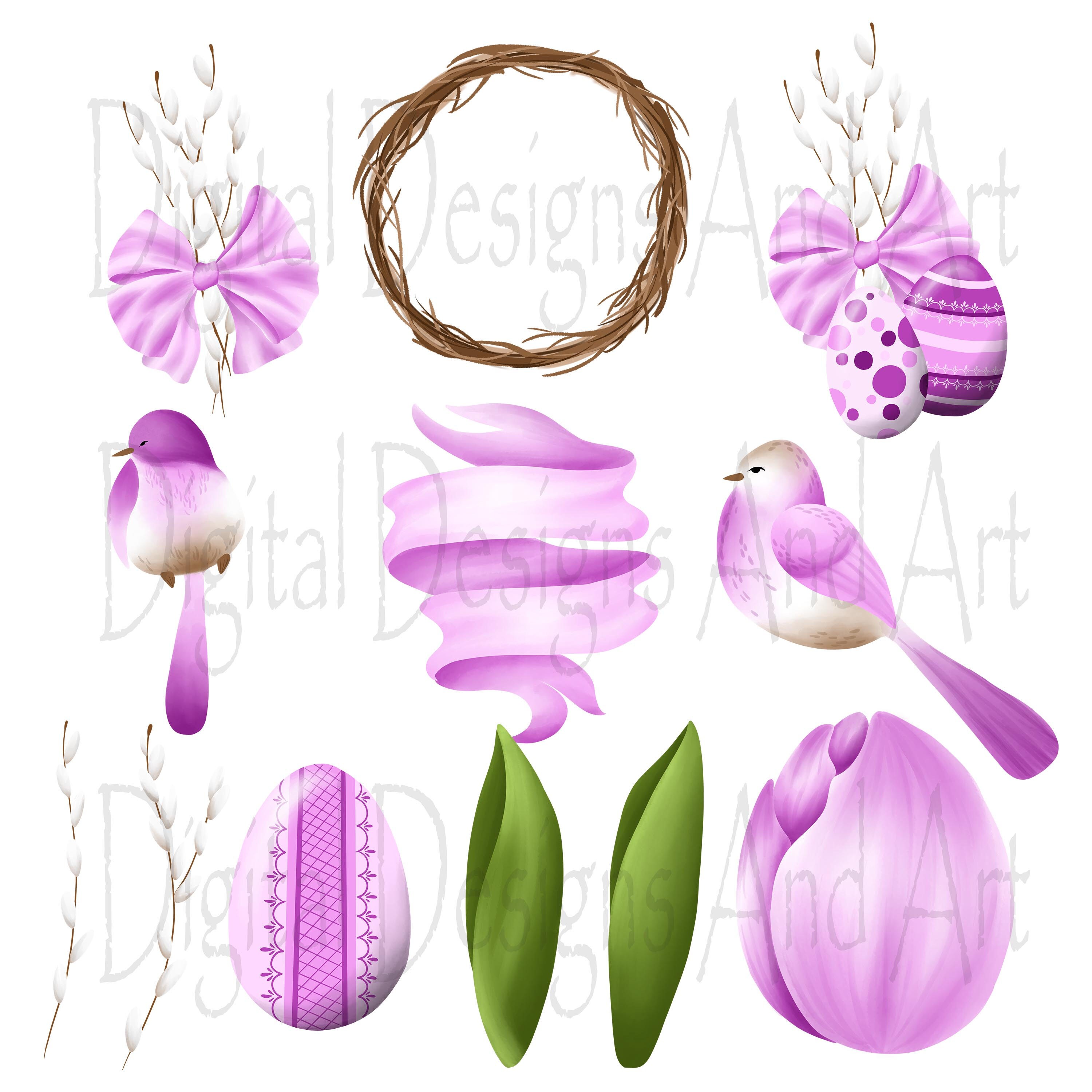 Easter Clipart Easter Eggs Illustration Spring Clipart | Etsy