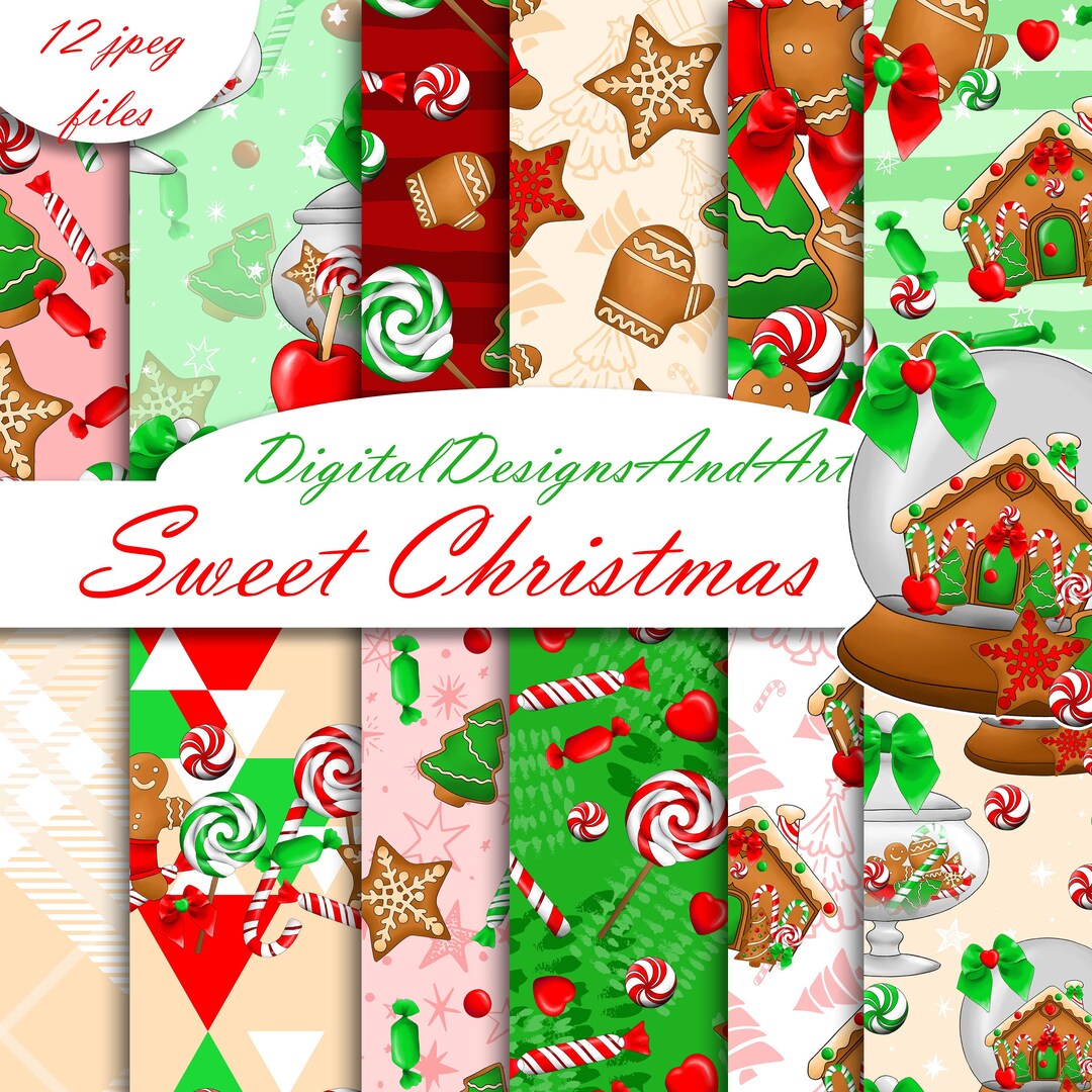 Christmas Sweets Paper, Christmas Pattern, Christmas Cookies Paper ...