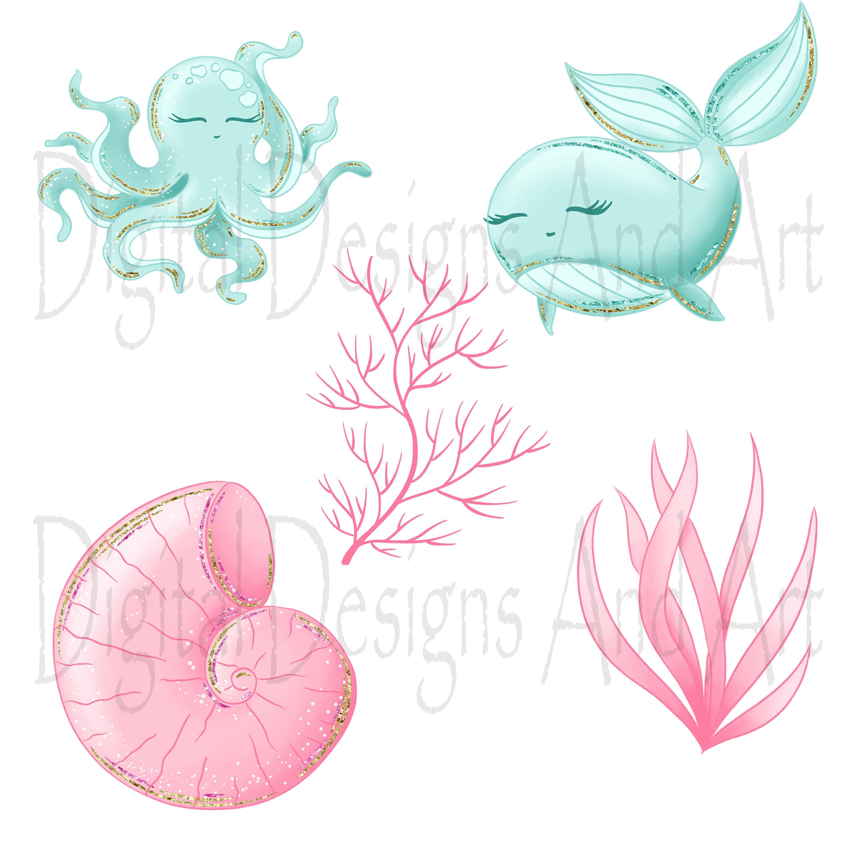 Sea animals clipart sea illustration Sea Clipart whale | Etsy