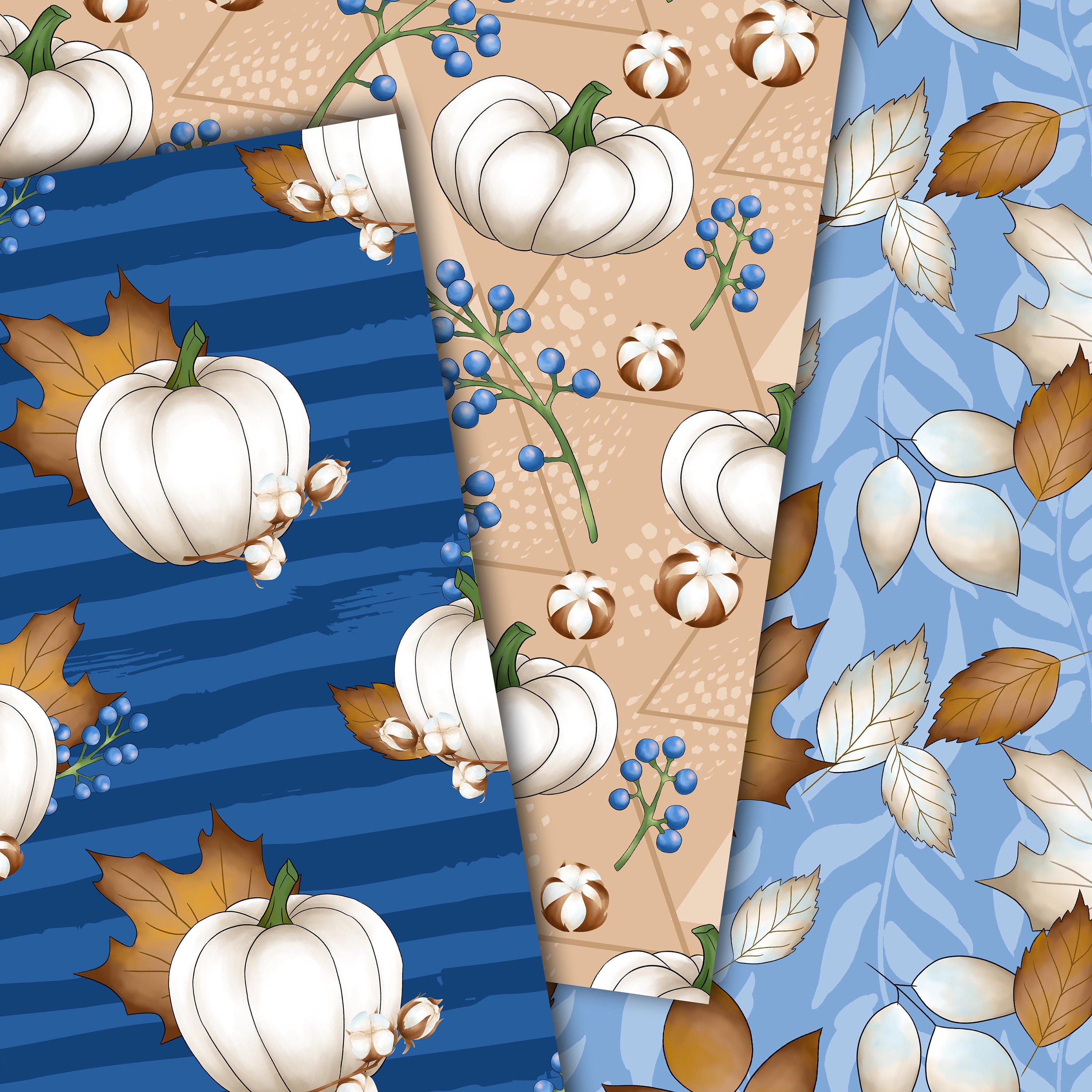 Pumpkin paper autumn pattern Cotton paper Autumn pumpkins | Etsy